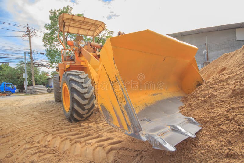 Yellow Construct Tractor Vintage Stock Image - Image of disposal ...