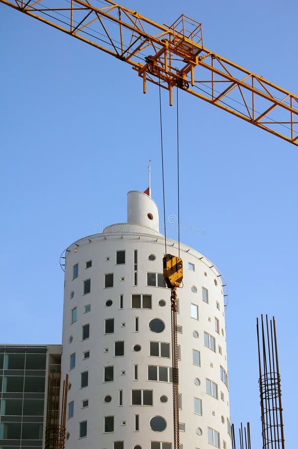 Yellow construction crane stock photo. Image of design - 12282812