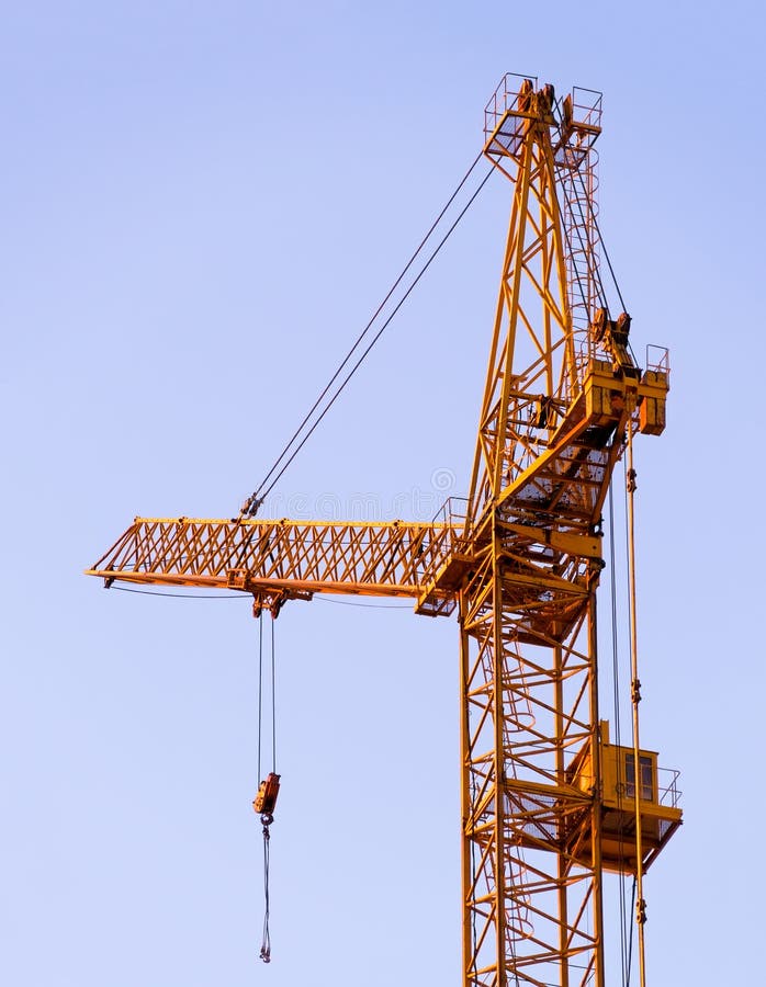Yellow Construction Tower Crane Stock Photo - Image of tower, closeup ...