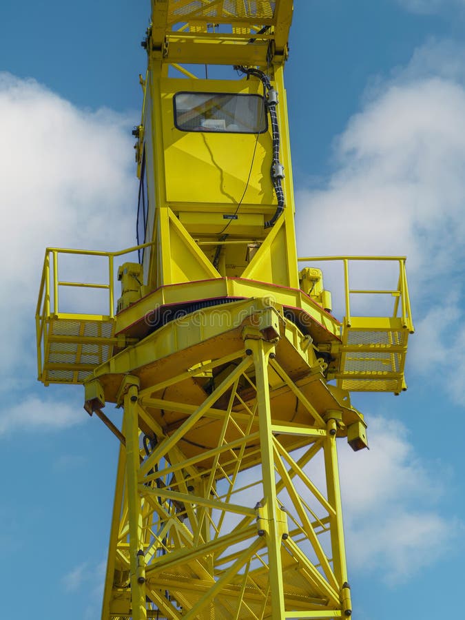 Yellow Construction Tower Crane Stock Photo - Image of tower, closeup ...