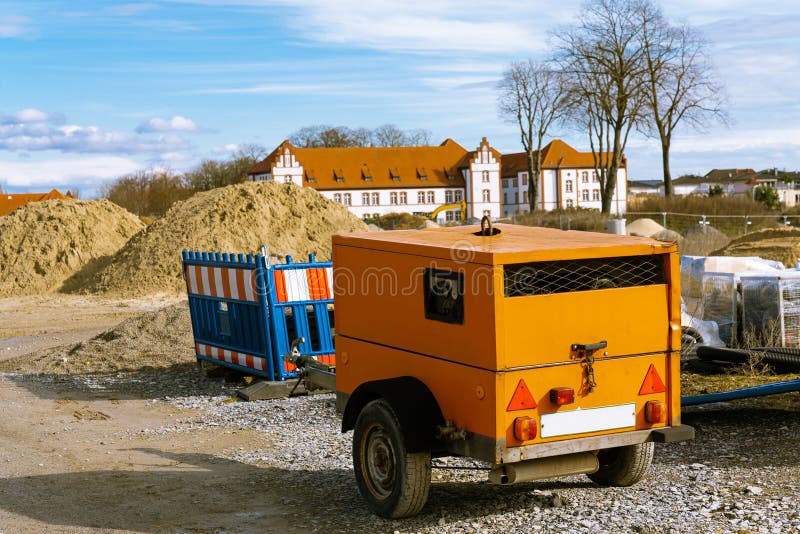 Yellow Construction Generator at a Construction Site. Stock Photo ...