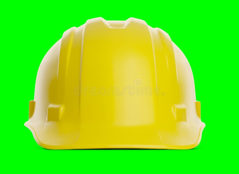Front View of a Yellow Construction Hard Hat Isolated on a Green Screen ...