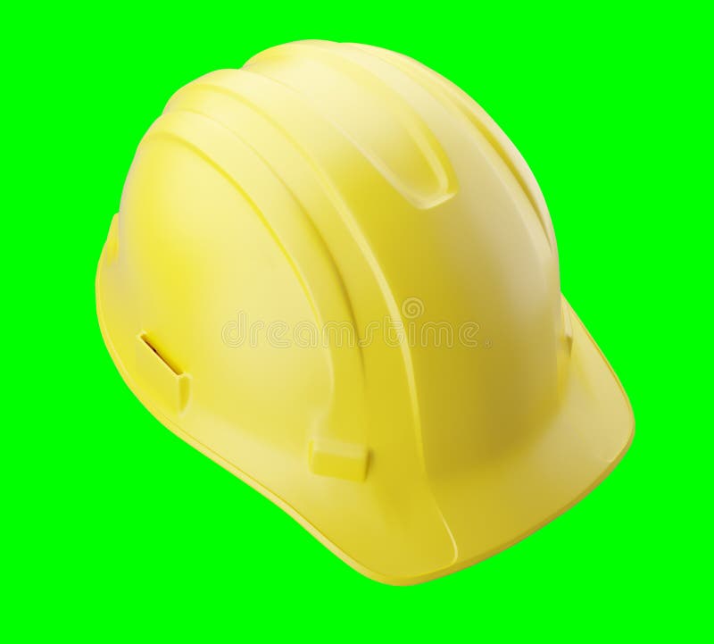 Top View of a Yellow Construction Hard Hat Isolated on a Green Screen ...
