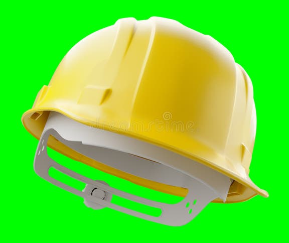 Tilted Yellow Construction Hard Hat Isolated on a Green Screen Stock ...