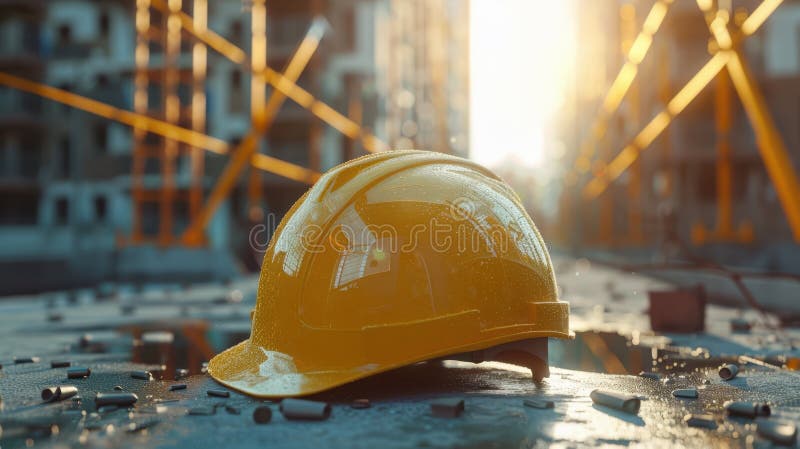 The Yellow Construction Helmet. AI Generated Stock Image - Image of ...
