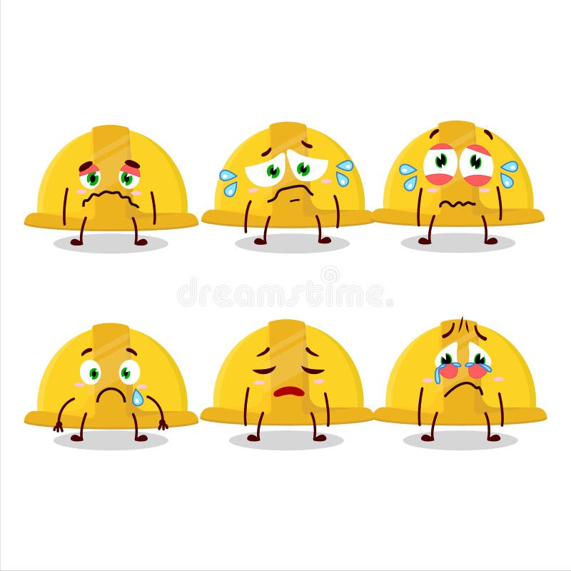 Yellow Construction Helmet Cartoon Character with Sad Expression Stock ...