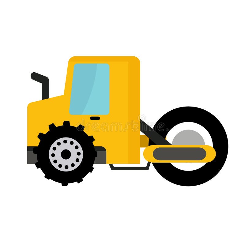 Yellow Construction Machinery Vehicle, Flat Design Icon Vector ... Yellow Construction Machinery Vehicle, Flat Design Icon Vector ...