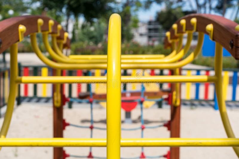 Yellow Construction at Playground Stock Photo - Image of game, bars ...