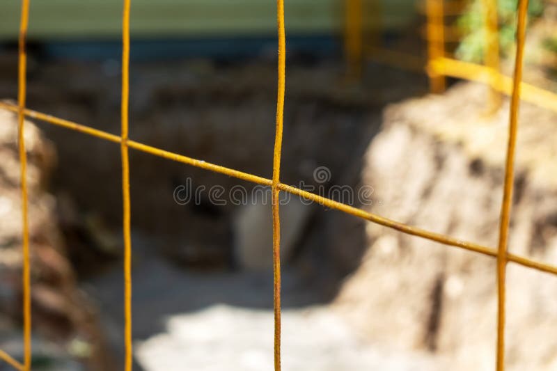 Yellow Construction Site Fence Mesh Close Up Stock Image - Image of ...