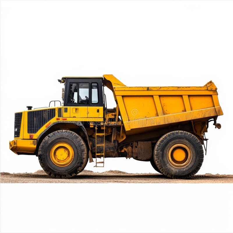 Yellow Construction Vehicle with Matte Black Cab Side Profile Stock ...