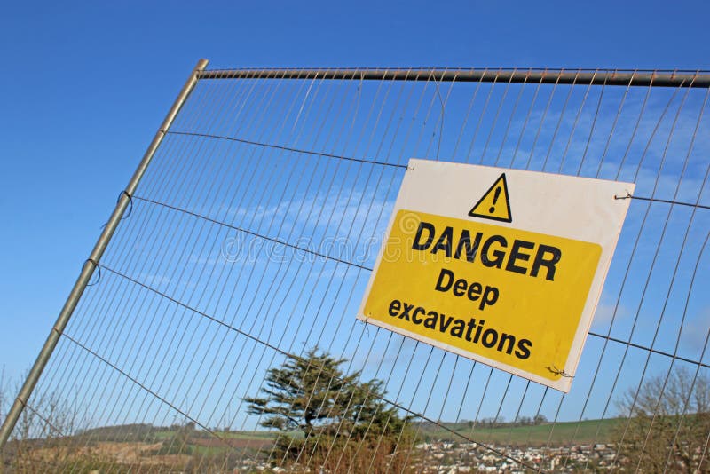 Yellow Construction Warning Sign Stock Photo - Image of business ...