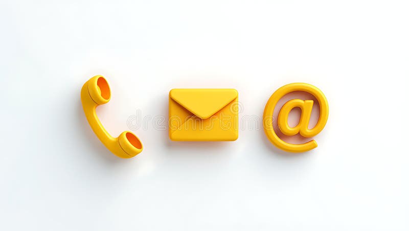 Yellow Contact Us Icons: Phone, Email, at Symbol Stock Illustration ...