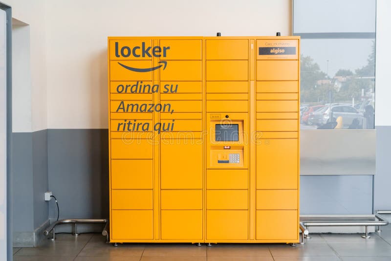 Yellow Contactless Internet Ordering Machine in Italy Editorial Photo ...