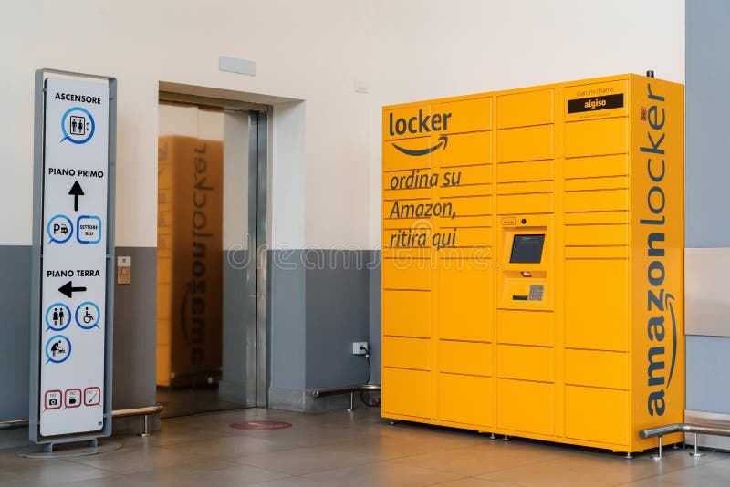 Yellow Contactless Internet Ordering Machine in Italy Editorial Photo ...