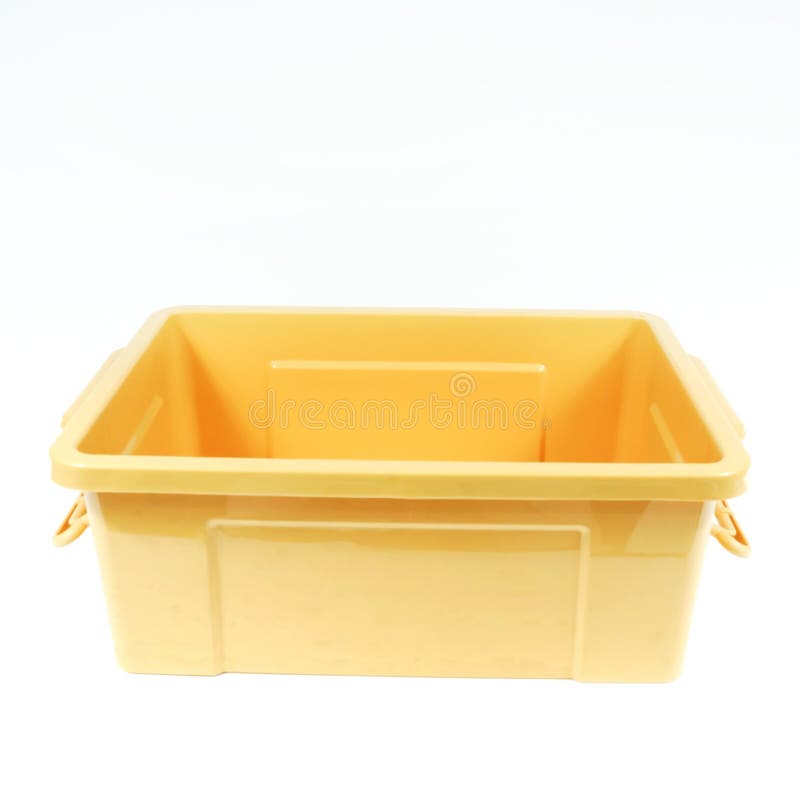 Yellow Container Box with White Lid Stock Image - Image of sink, wood ...