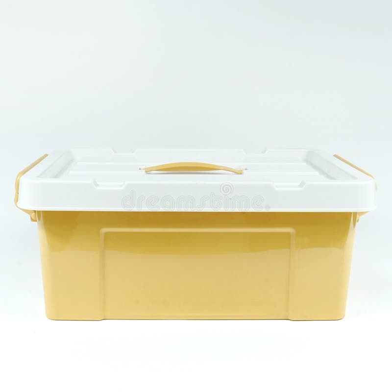 Yellow Container Box with White Lid Stock Image - Image of cabinetry ...