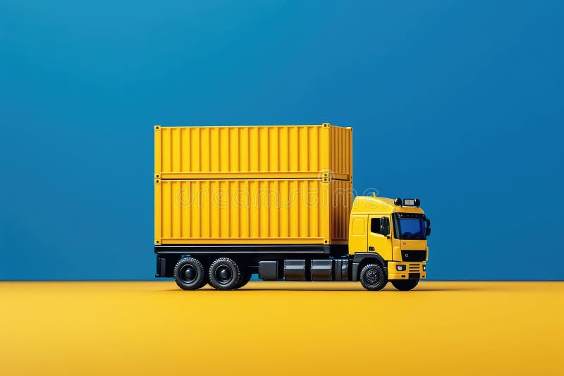 Yellow Container Truck Cargo Freight Extreme Closeup. Generative AI ...