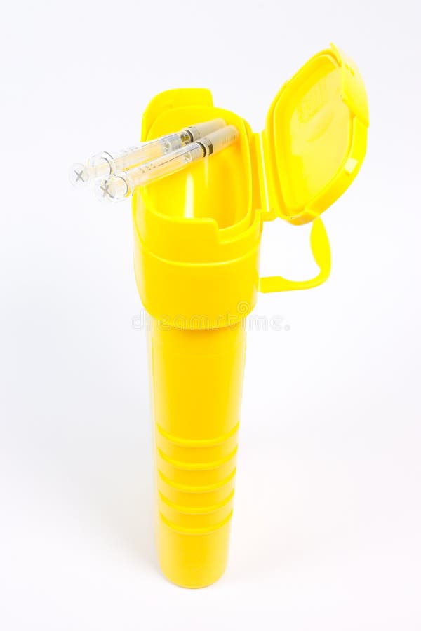 Yellow Container for Used Syringes Stock Image - Image of control, self ...