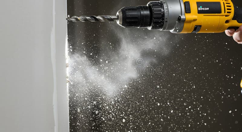 Powerful Cordless Drill in Action: Drilling a Hole in a Wall, Dust and ...
