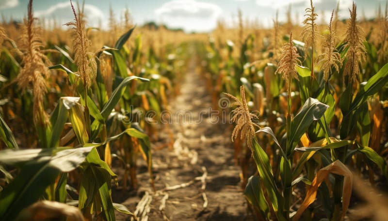 Yellow Corn Crop Ripe for Harvesting Outdoors Generated by AI Stock ...