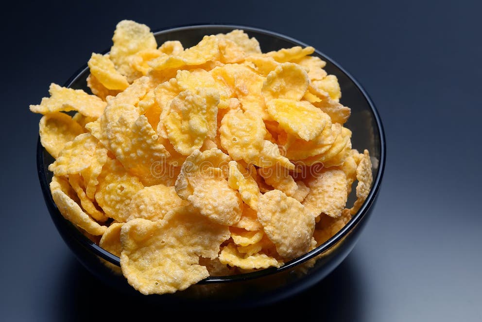 Yellow Corn Flakes in a Bowl Stock Image - Image of morning, organic ...