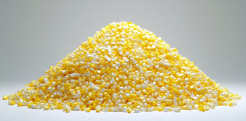 Yellow Corn Kernels are Piled High on a Pristine White Backdrop ...