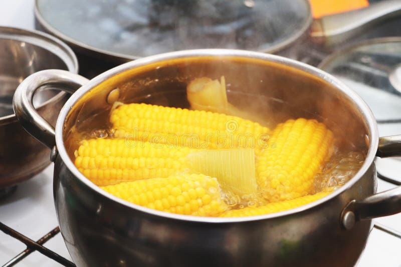Yellow Corn Stew in a Saucepan. Flavored Dinner Stock Photo - Image of ...