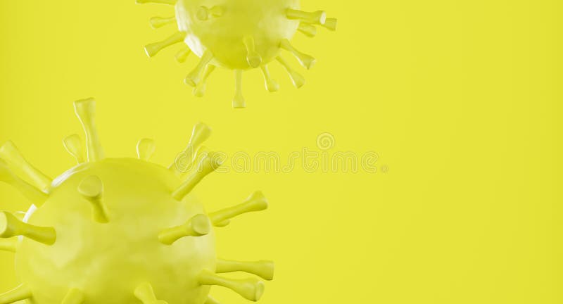 Yellow Corona Virus Cell on Yellow Background. 3d Rendering Stock ...