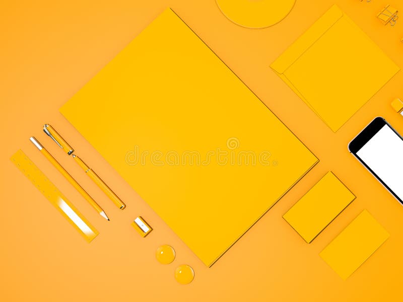 Yellow Corporate Identity Mockup Stock Illustration - Illustration of ...