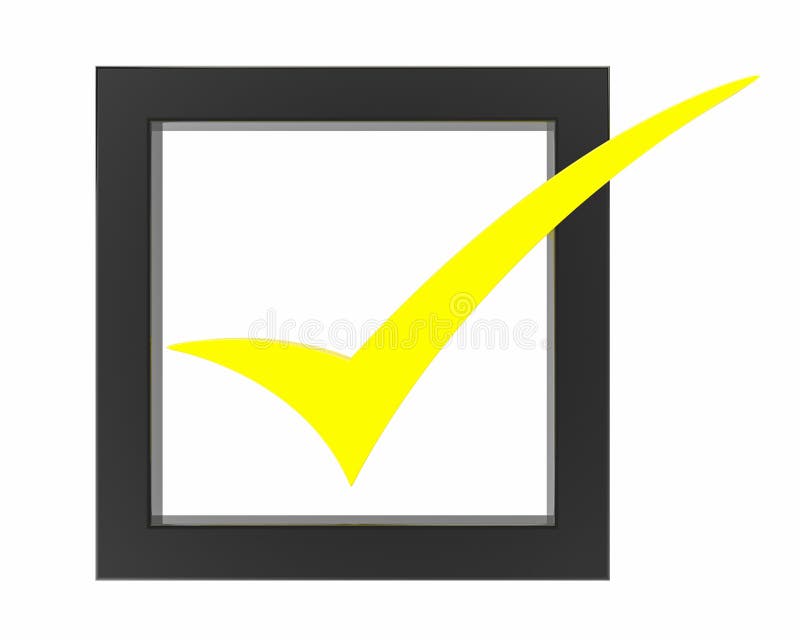 Yellow Correct Mark Symbol Isolated on White Background Stock ...