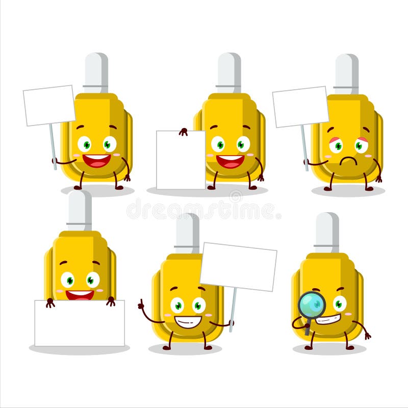 Yellow Correction Pen Cartoon Character Bring Information Board Stock ...