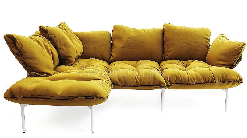 Yellow Couch with White Cushions Stock Image - Image of elegance ...