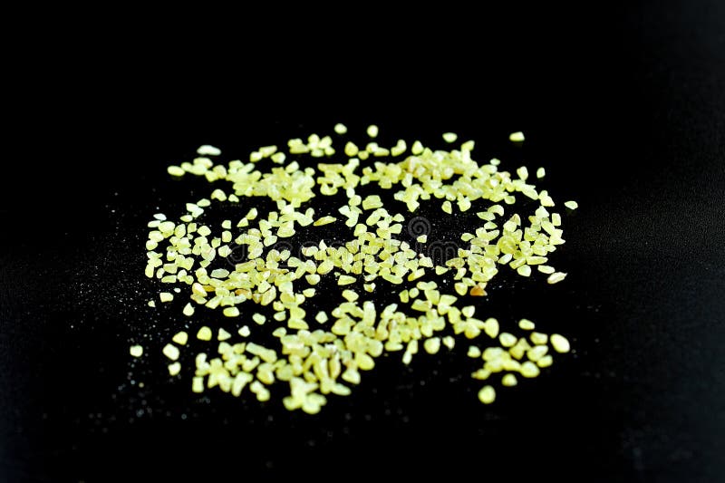 Yellow Couscous Grains are Scattered Over the Surface. Stock Photo ...