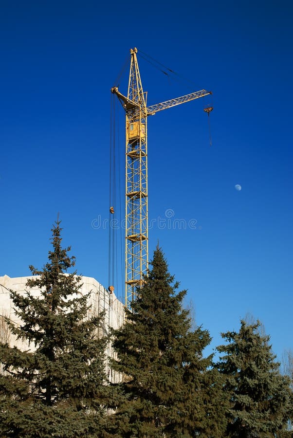 Yellow crane stock image. Image of development, tall - 18363469