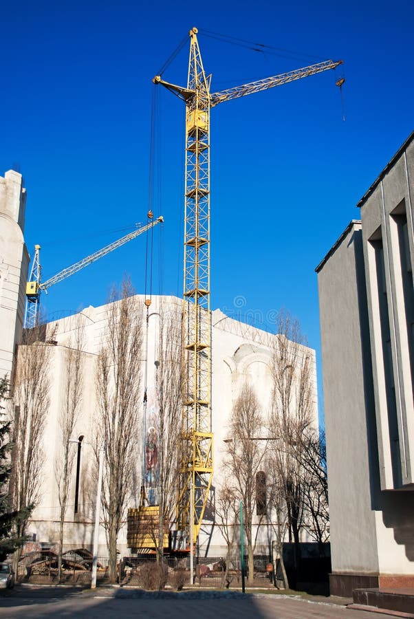 Yellow crane stock image. Image of development, tall - 18363469