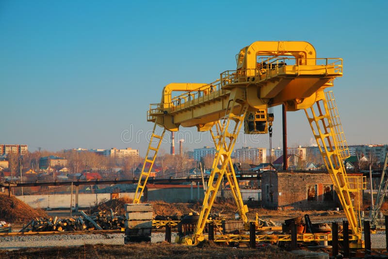 Yellow crane stock photo. Image of cargo, business, structure - 7118754