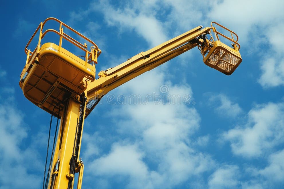 A Yellow Crane with a Basket on Its Back, Ready for Transportation or ...