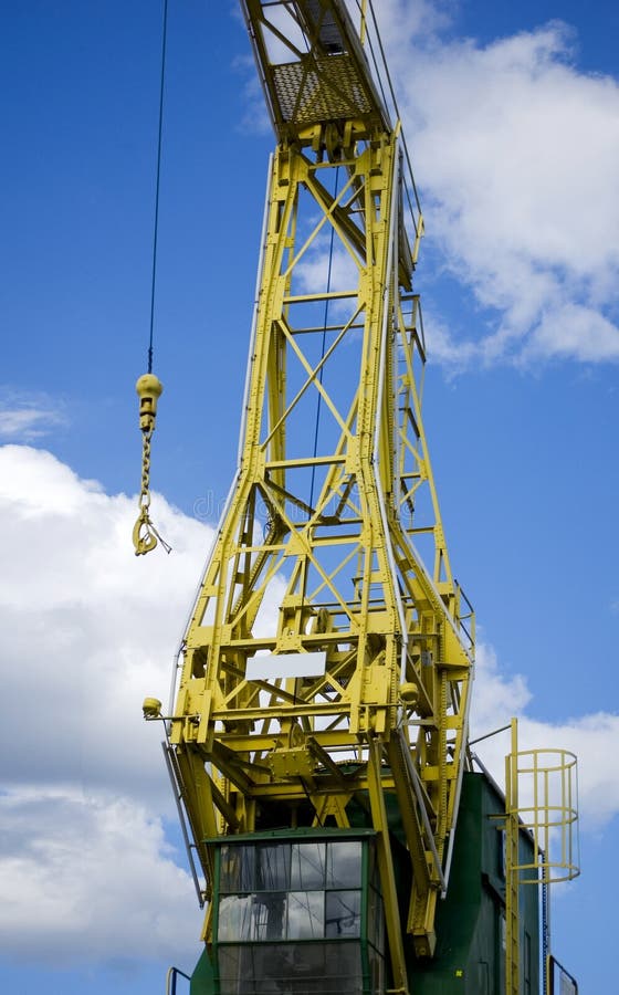 Yellow Crane in Cargo Port. Stock Photo - Image of commerce, trailer ...