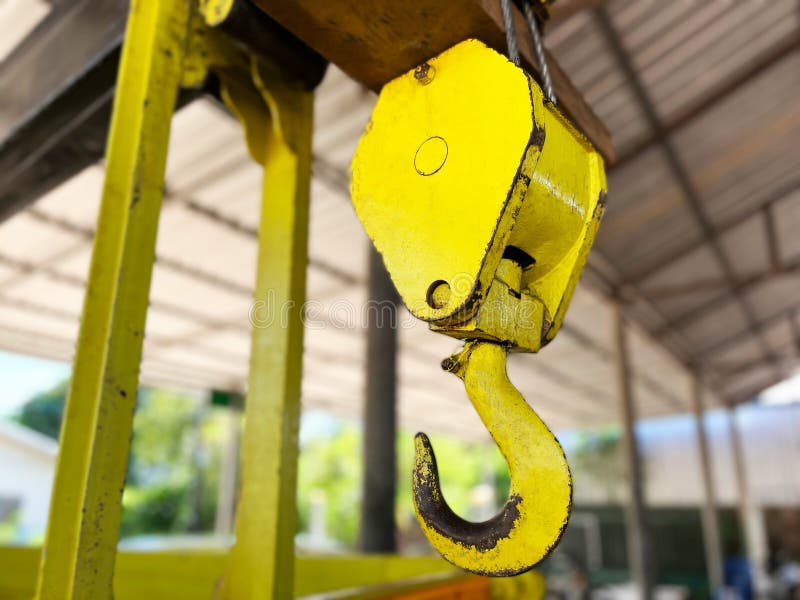 Yellow Crane Hook on a Construction Site, Tower Crane Hook Stock Image ...