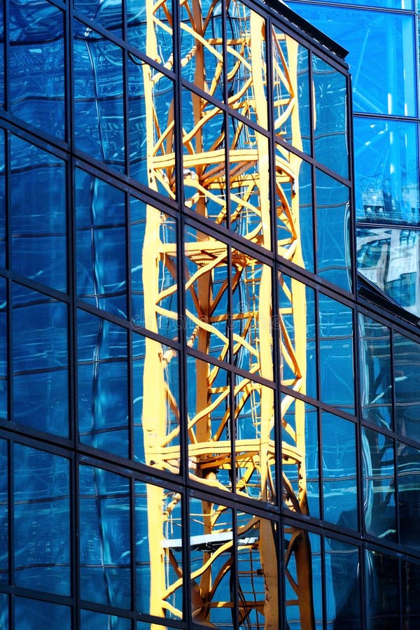 Yellow crane scaffolding. stock image. Image of development - 26996937