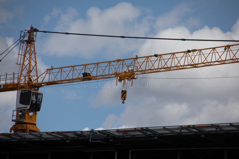 Yellow Crane Stands on the Construction Site Stock Photo - Image of ...