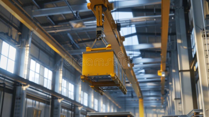 Yellow Crane Inside Large Building Stock Image - Image of yellow ...