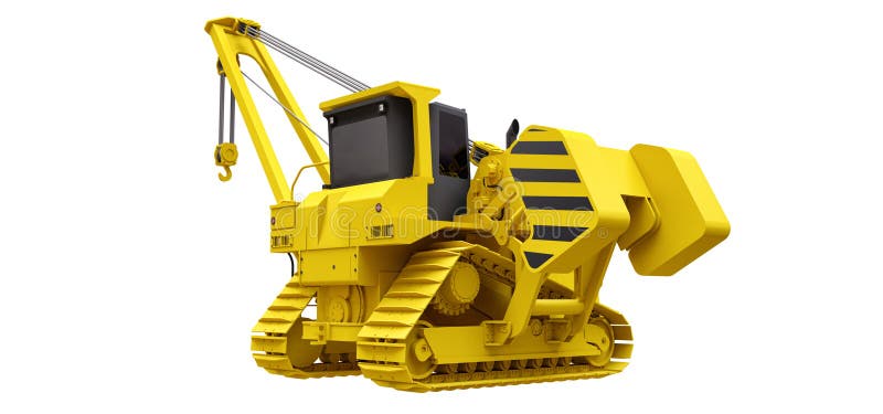 Yellow Crawler Crane with Side Boom. 3d Rendering Иллюстрация штока ...
