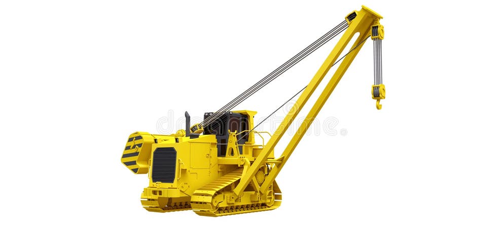 Yellow Crawler Crane with Side Boom. 3d Rendering Иллюстрация штока ...