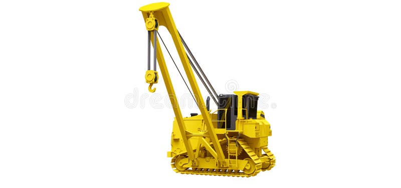 Yellow Crawler Crane with Side Boom. 3d Rendering Stock Illustration ...