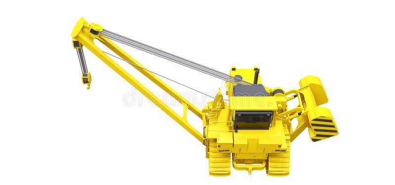 Yellow Crawler Crane with Side Boom. 3d Rendering Stock Illustration ...