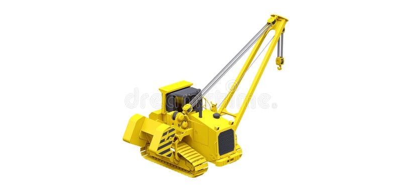 Yellow Crawler Crane with Side Boom. 3d Rendering Stock Illustration ...