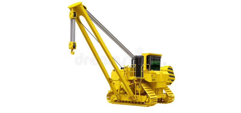 Yellow Crawler Crane with Side Boom. 3d Rendering Stock Illustration ...