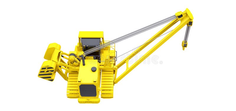 Yellow Crawler Crane with Side Boom. 3d Rendering Stock Illustration ...