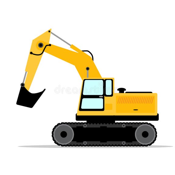 Yellow Crawler Excavator. Side View. Vector Illustration. Stock Vector ...